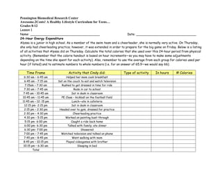 Energy balance act in class assignment on physical activity Unit 1 | PPT