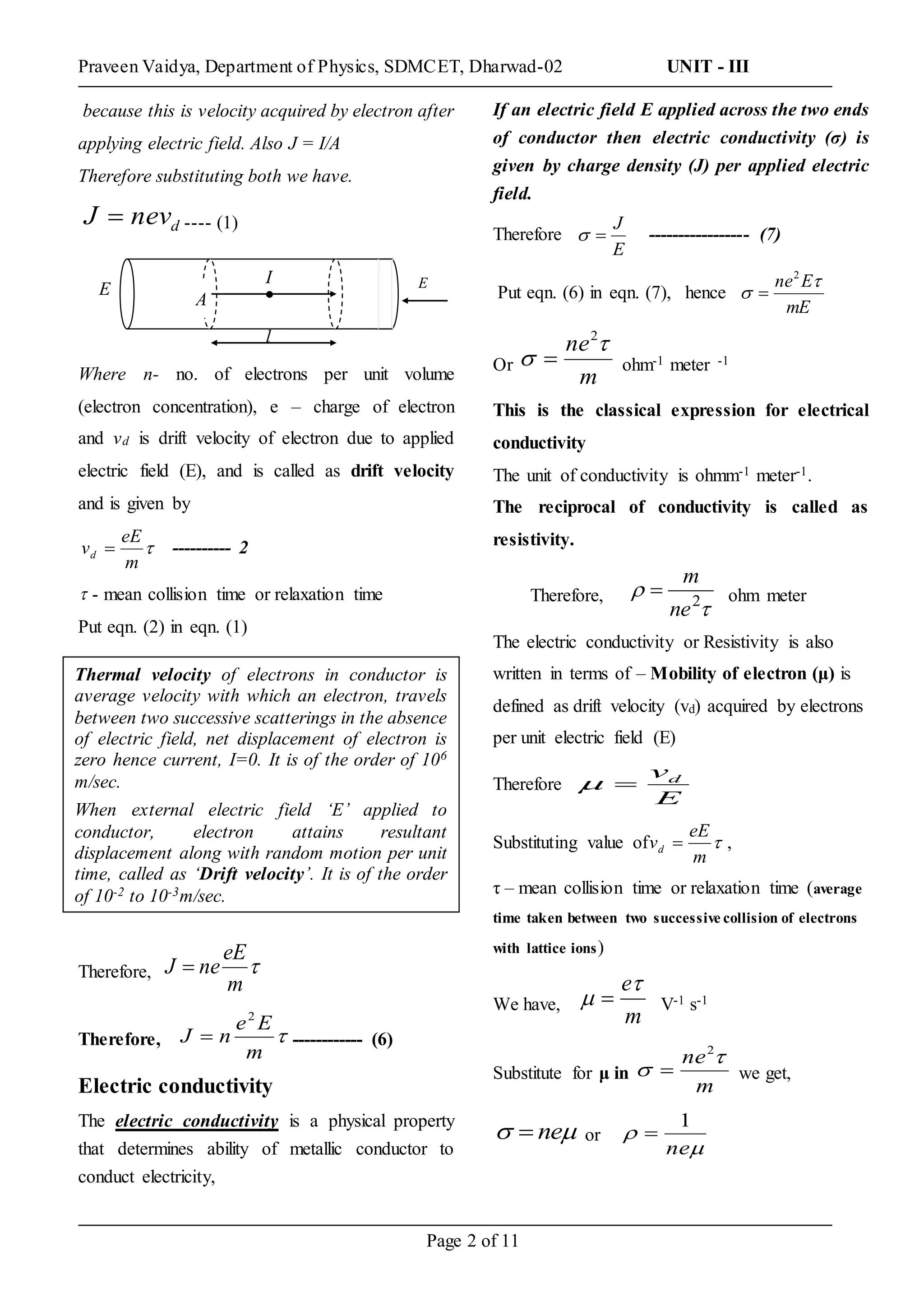 Energy bands and electrical properties of metals new | DOCX