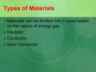 Energy bands and gaps in semiconductor | PPTX