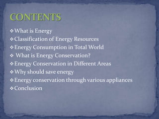 Energy conservation | PPTX