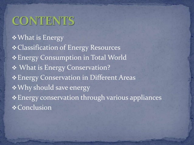 Energy conservation | PPT