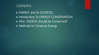 Energy Conservation | PPTX
