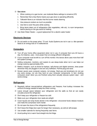 Energy conservation / Energy Saving tips | PDF