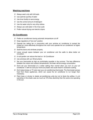 Energy conservation / Energy Saving tips | PDF