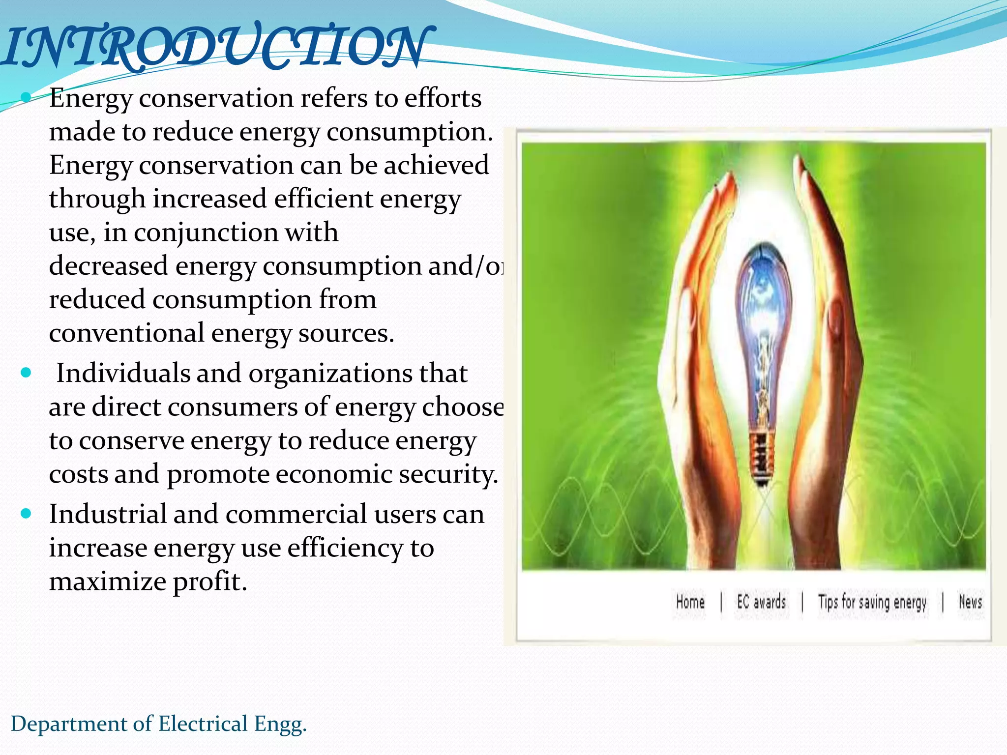 ENERGY CONSERVATION PPT by ee-63 | PPTX