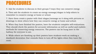 Energy conservation lessons plan | PPTX