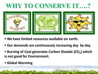 Energy Conservation Basics for children | PPTX