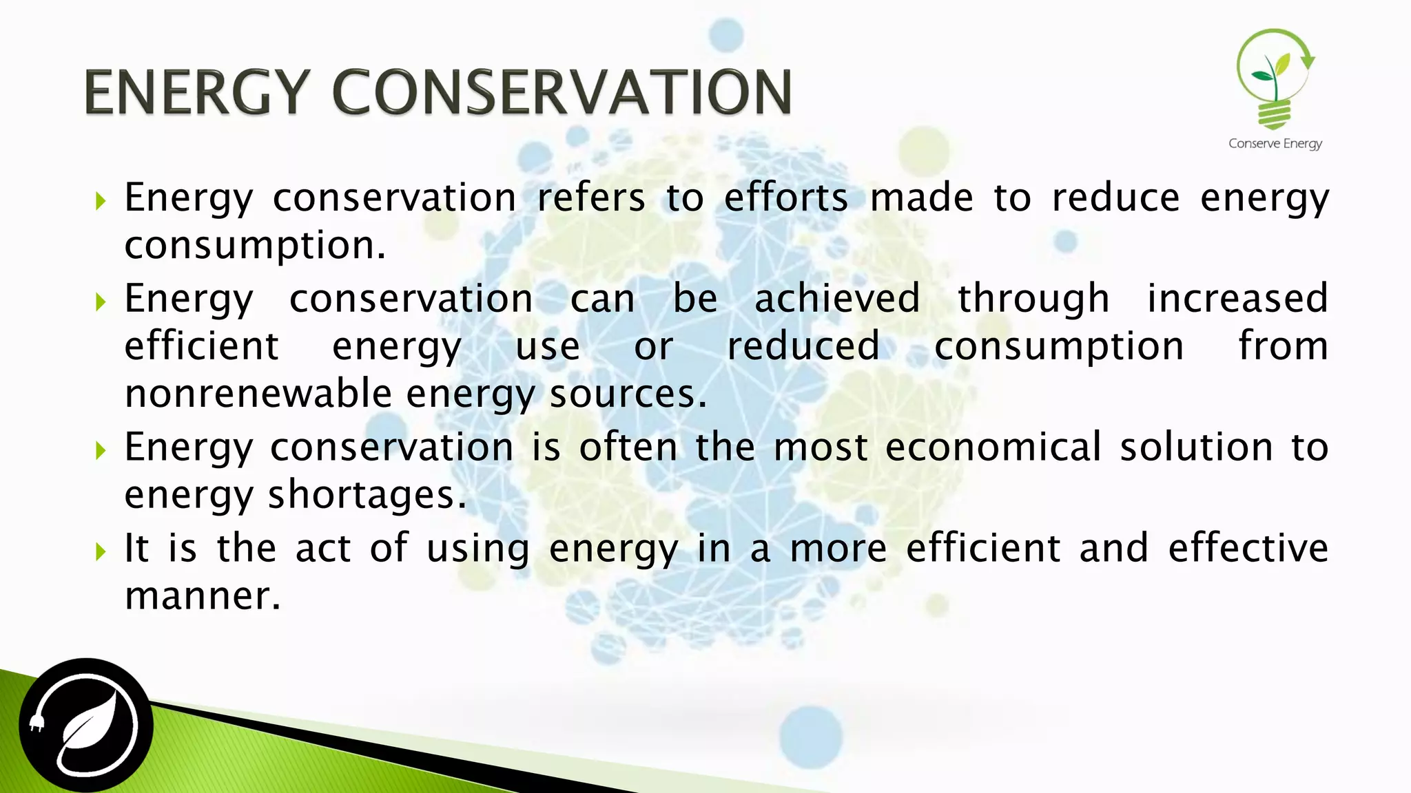 Energy conservation presentation | PPT