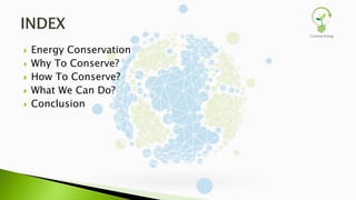 Energy conservation presentation | PPT