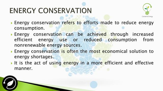 Energy conservation presentation | PPT