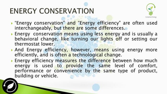 Energy conservation presentation | PPT