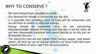 Energy conservation presentation | PPT