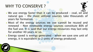 Energy conservation presentation | PPT