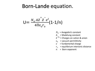Energy considerations in ionic bonding, lattice energy and solvation ...
