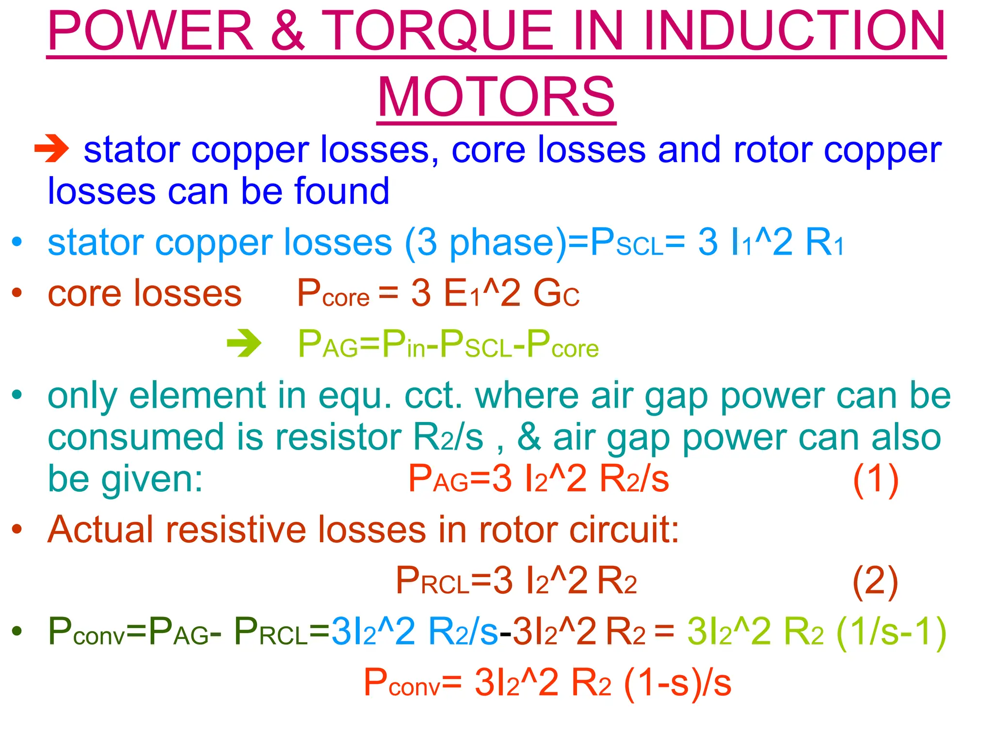 Induction motor rotor circuit model and energy conservation | PPT