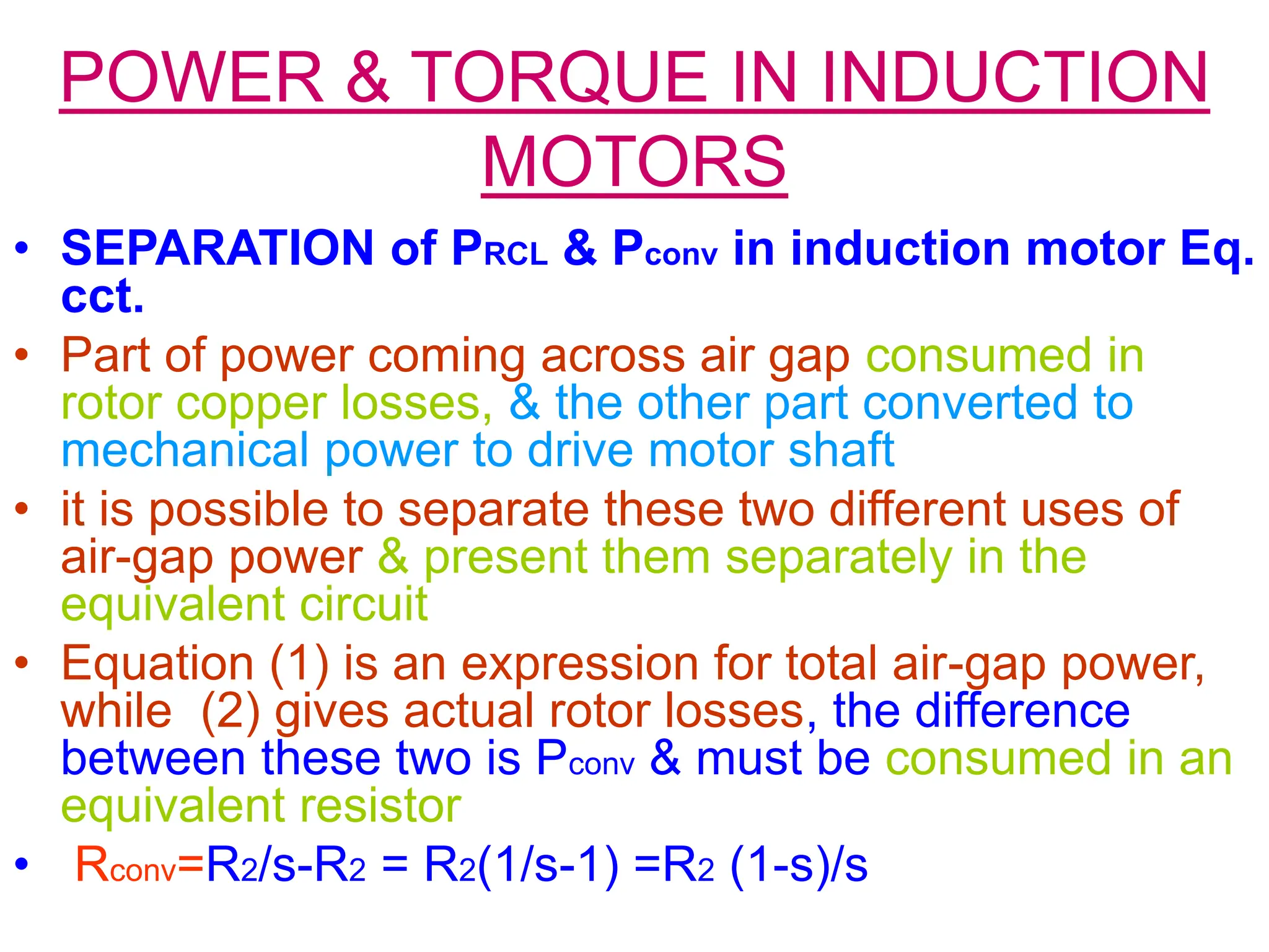 Induction motor rotor circuit model and energy conservation | PPT