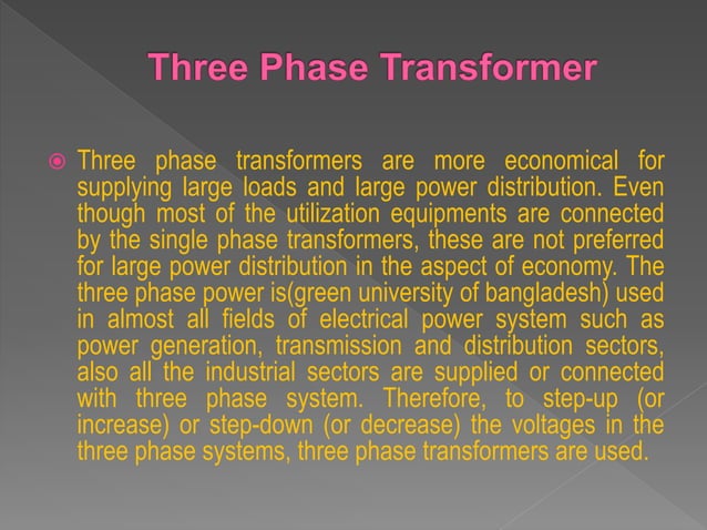 Energy conversion presentation( Three Phase Transformer) | PPT