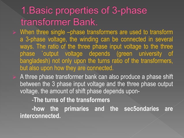 Energy conversion presentation( Three Phase Transformer) | PPT