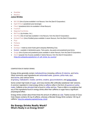 Energy drinks | DOCX | Substance Abuse | Diseases and Conditions