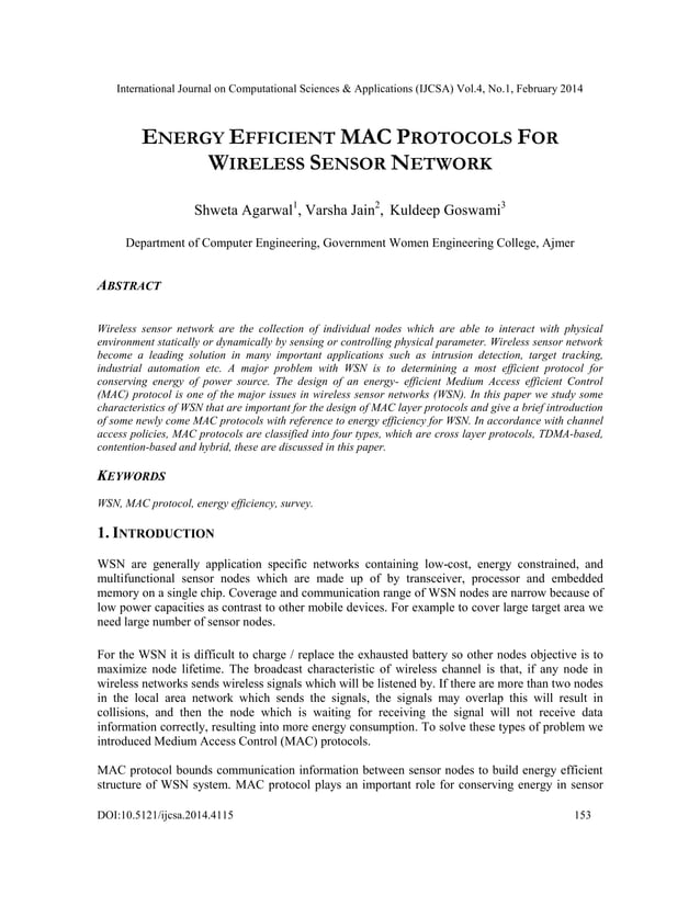 Energy efficient mac protocols for wireless sensor network | PDF