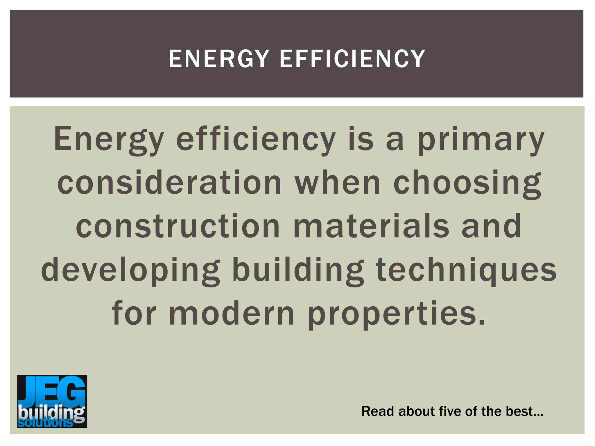 5 Amazing Energy Efficient Building Materials | PPTX