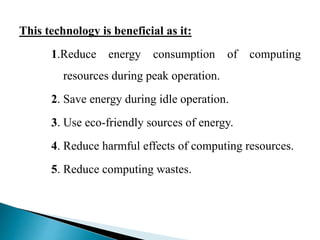 Energy efficient resource allocation in cloud computing | PPTX