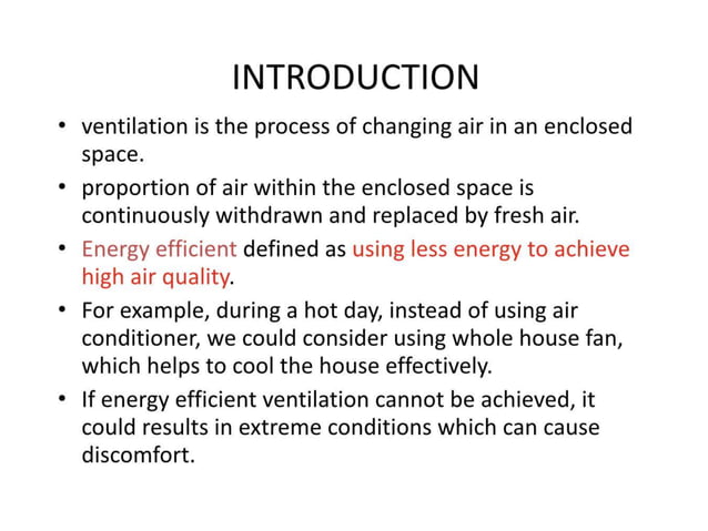 Energy efficient ventilation system | PPTX