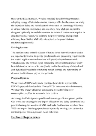 Energy efficient virtual network embedding for cloud networks | PDF