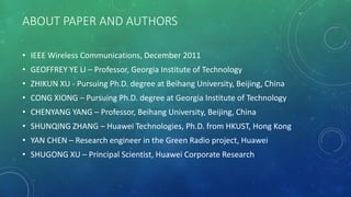 Paper Review: ENERGY-EFFICIENT WIRELESS COMMUNICATIONS TUTORIAL, SURVEY, AND OPEN ISSUES | PPTX