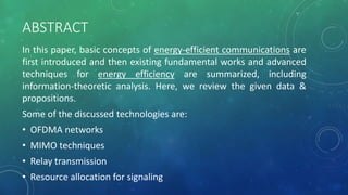 Paper Review: ENERGY-EFFICIENT WIRELESS COMMUNICATIONS TUTORIAL, SURVEY ...