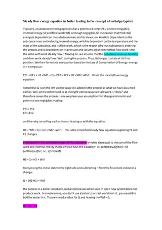 Energy equation in boiler | DOCX | Physics | Science