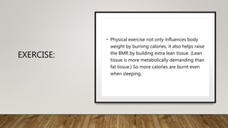 Energy expenditure and BMR | PPTX