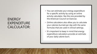Energy expenditure and BMR | PPTX