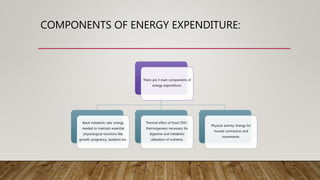 Energy expenditure and BMR | PPTX
