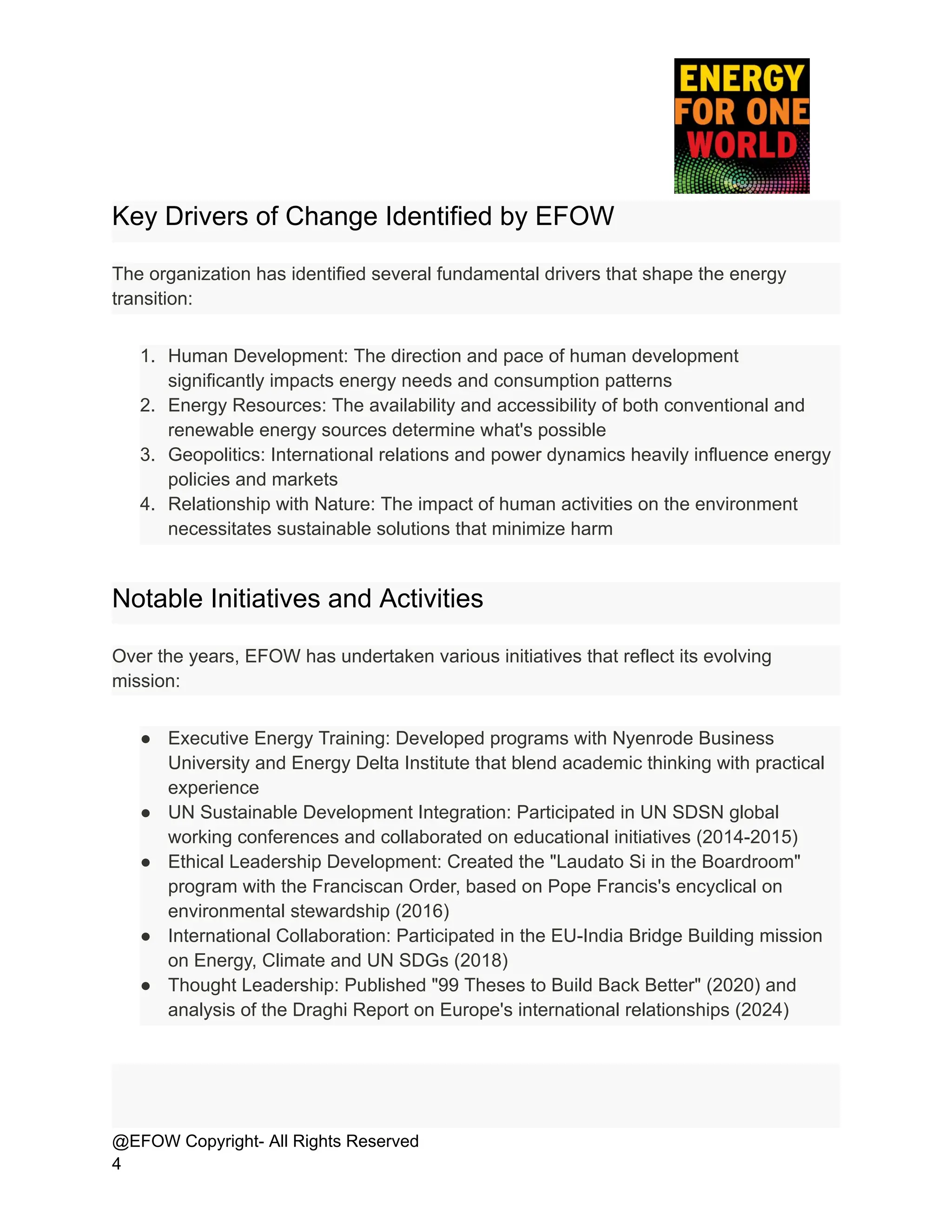 Energy For One World: A Comprehensive Summary | PDF