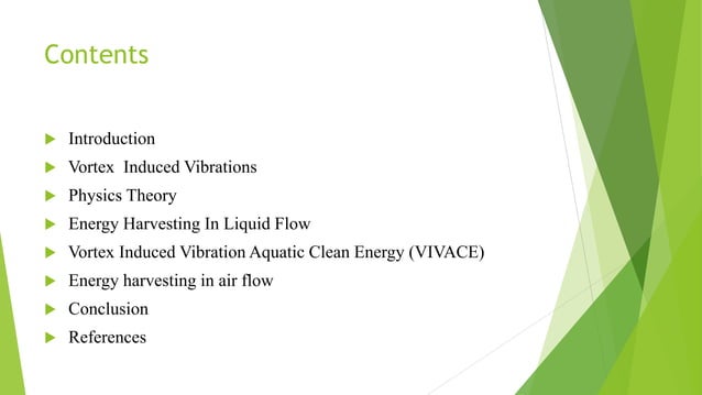 Energy generation from vortex induced vibrations | PPTX