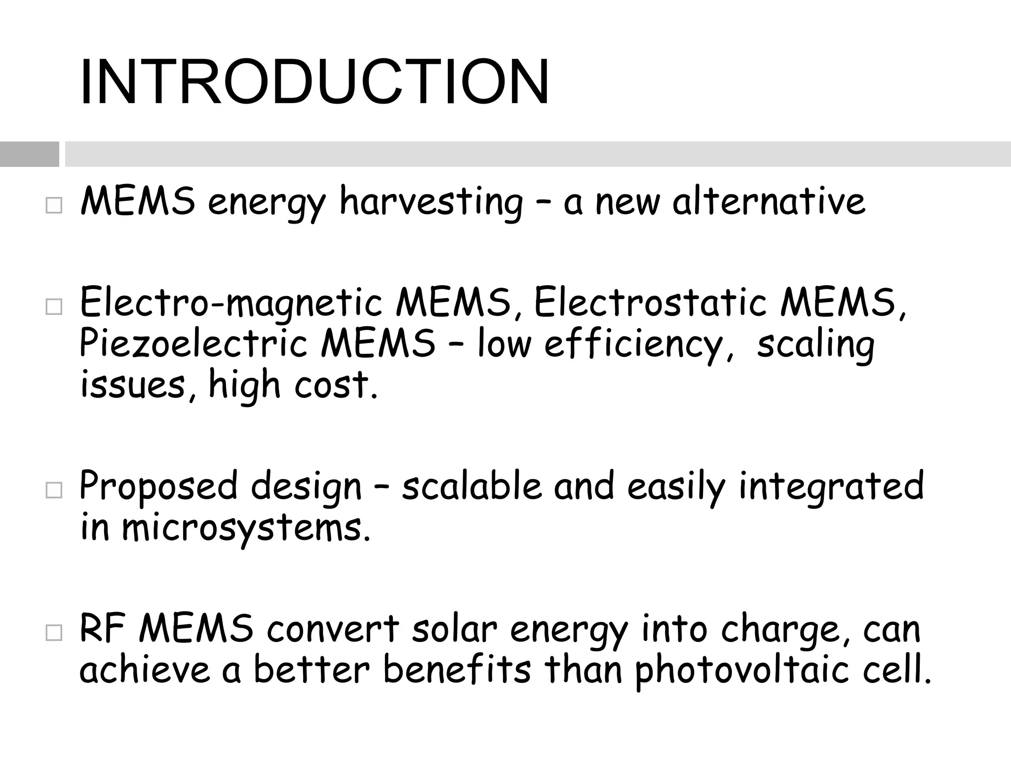 Energy harvesting using mems | PPTX