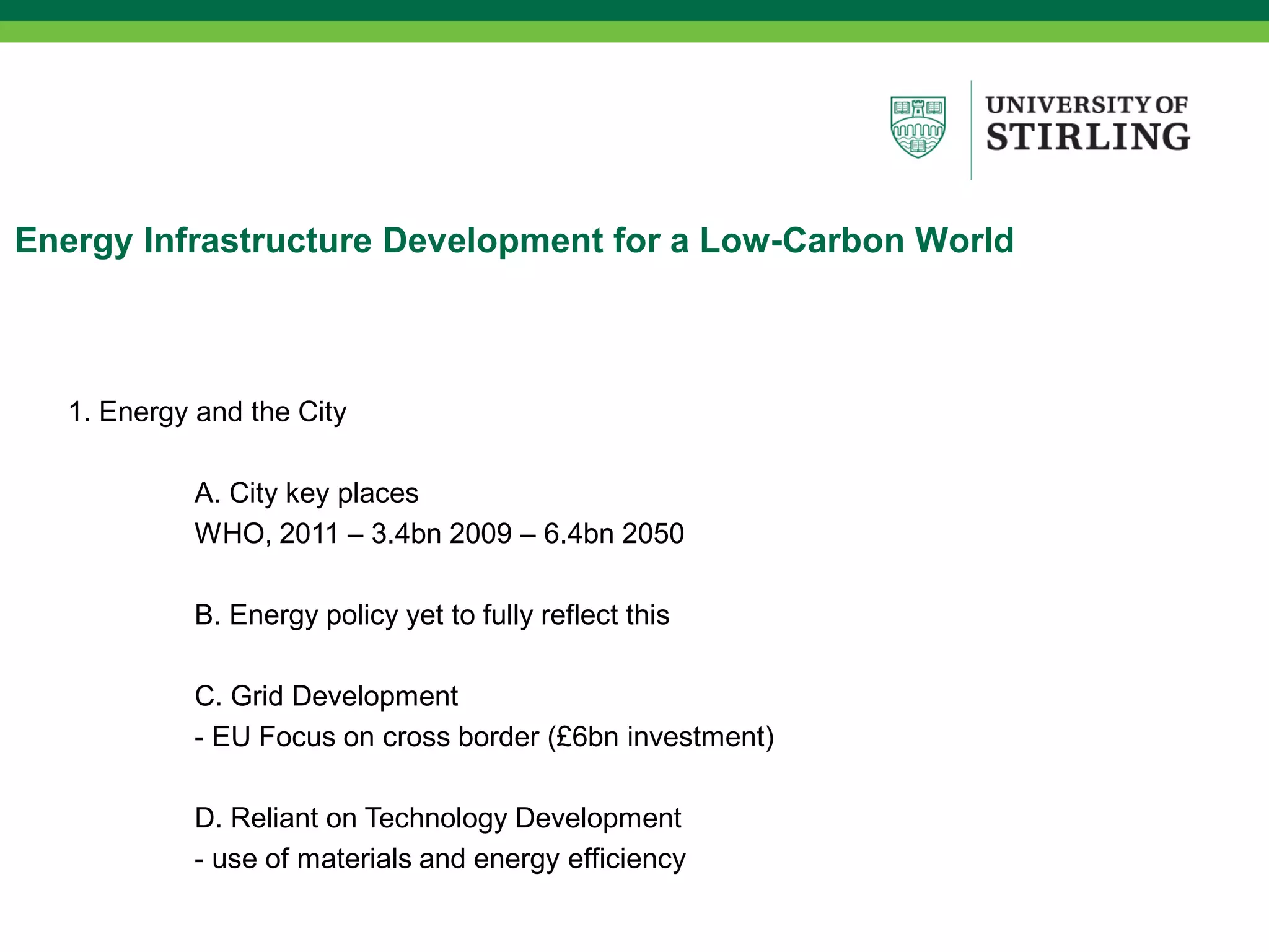 Energy infrastructure development for a low carbon world 2014 - rj ...