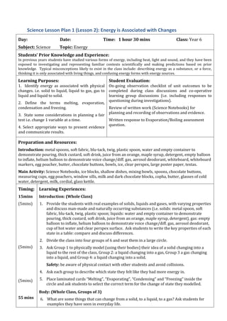 Energy Lesson Plans | DOC | Educational Assessment | Education