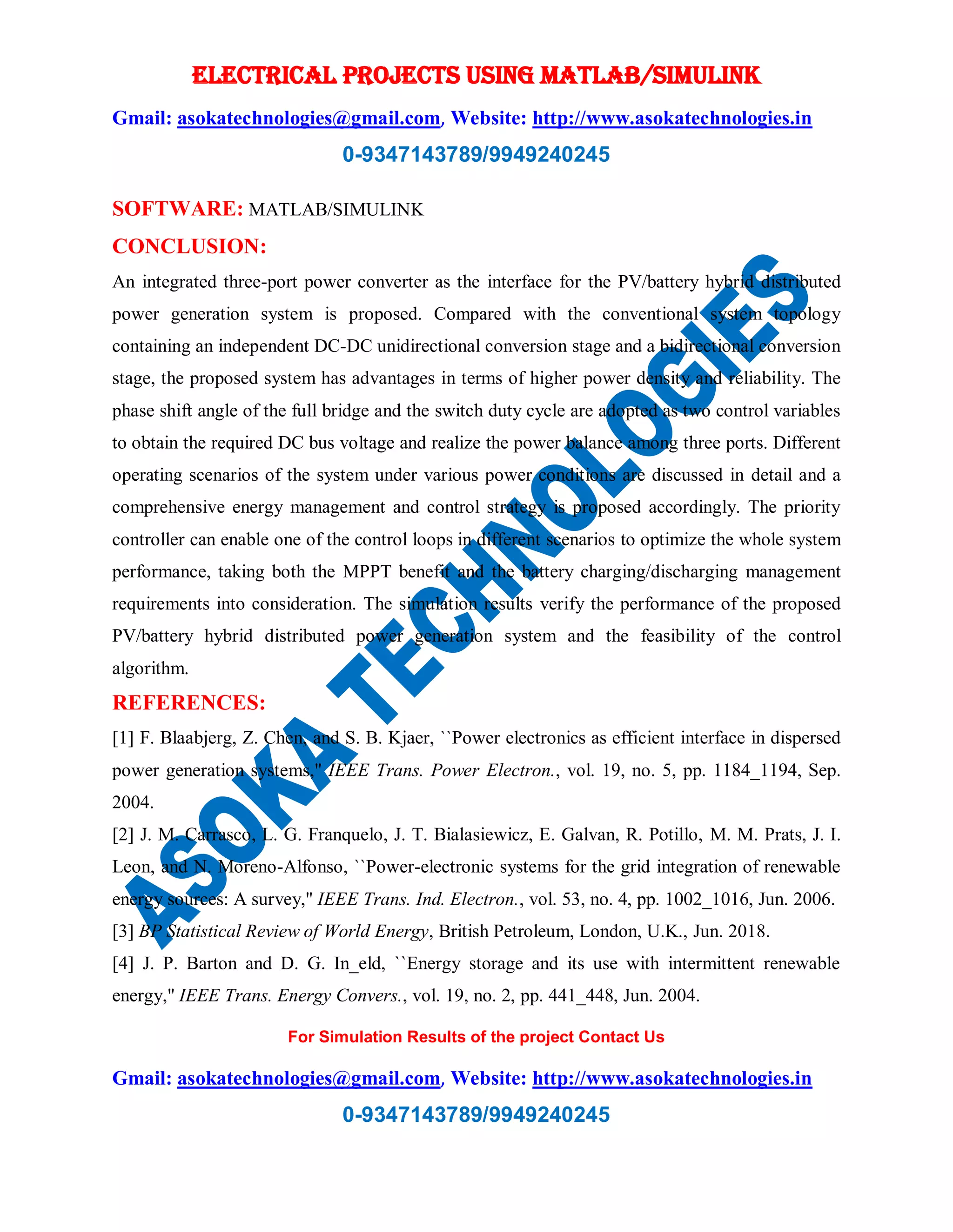 Energy management and control strategy of photovoltaic battery hybrid distributed power ...