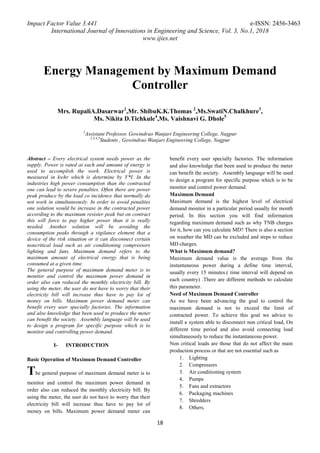 Energy management by maximum demand controller | PDF