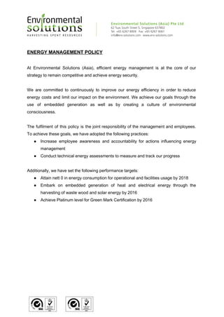 ENERGY MANAGEMENT POLICY | PDF