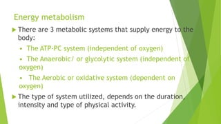 Energy metabolism in sports nutrition | PPTX