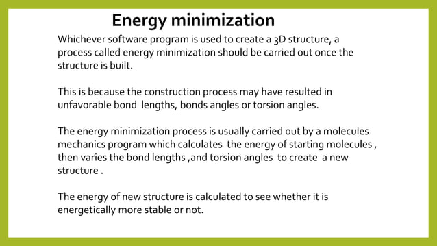 Energy Minimization Methods Pptx Chemistry Science