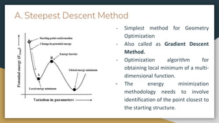 Energy minimization methods - Molecular Modeling | PPTX