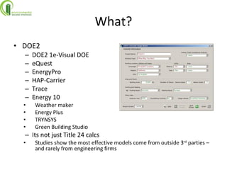 Energy Modeling 2009 Presentation | PPT