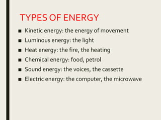 Energy natural science 3rd of primary | PPT