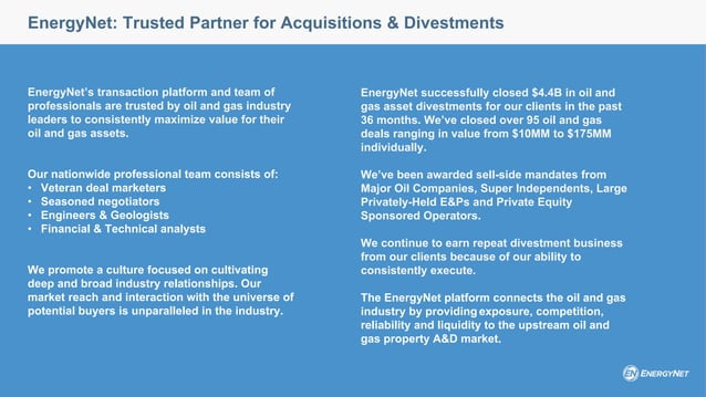 EnergyNet Oil & Gas Divestment Platform | PPT
