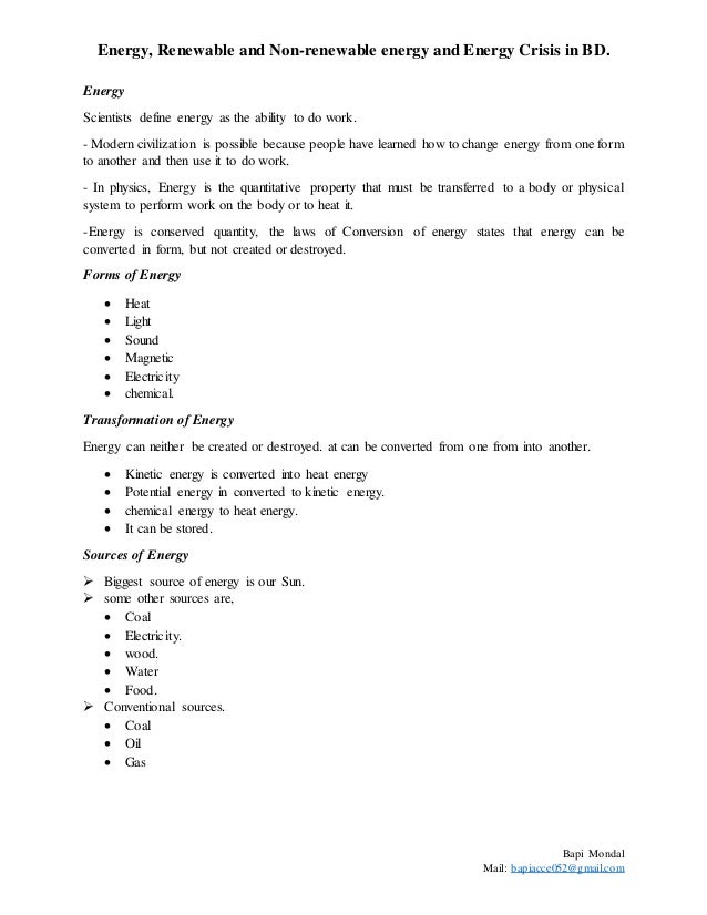 Energy_Renewable and Non Renewable Energy Note | DOCX