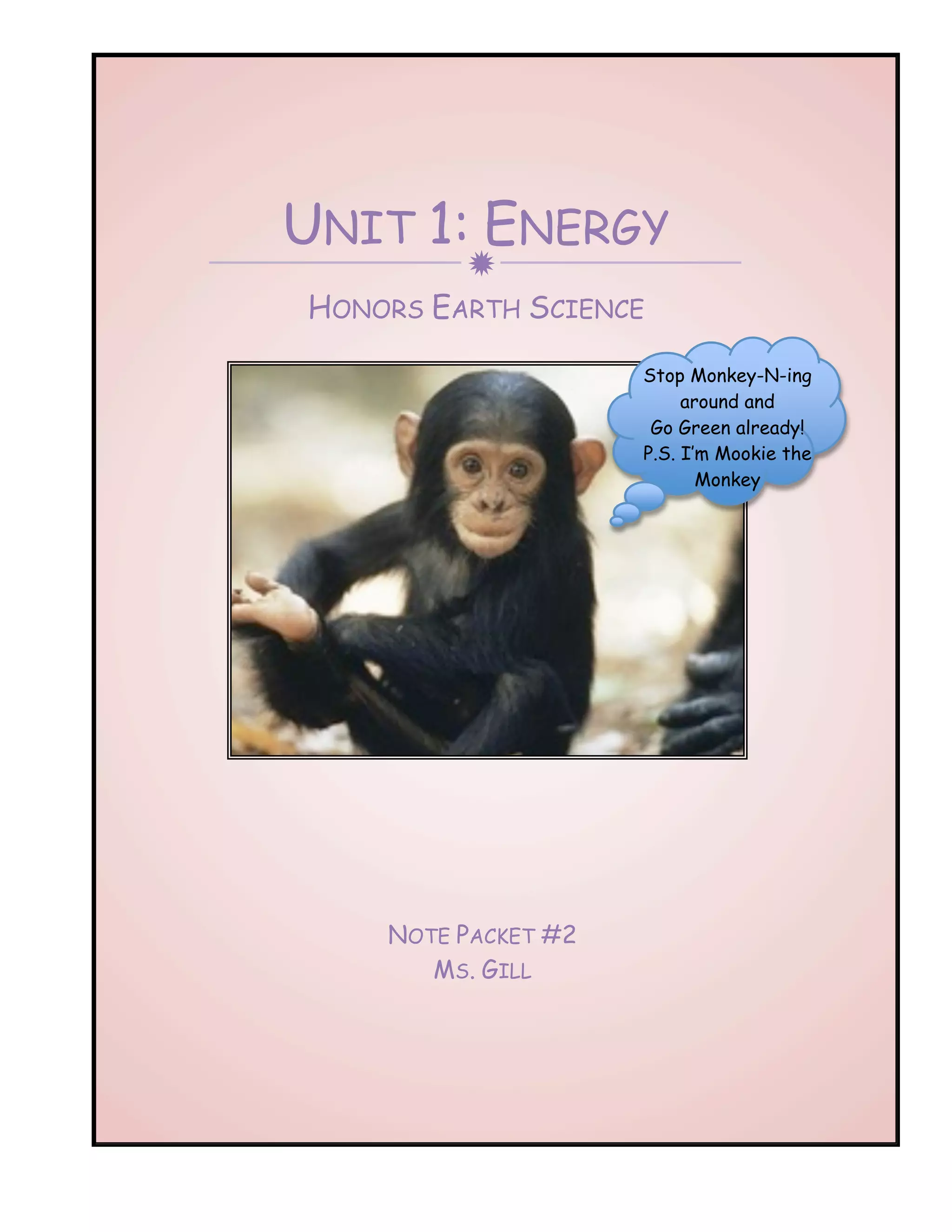 Unit 1: Energy Outline Honors ES | PDF